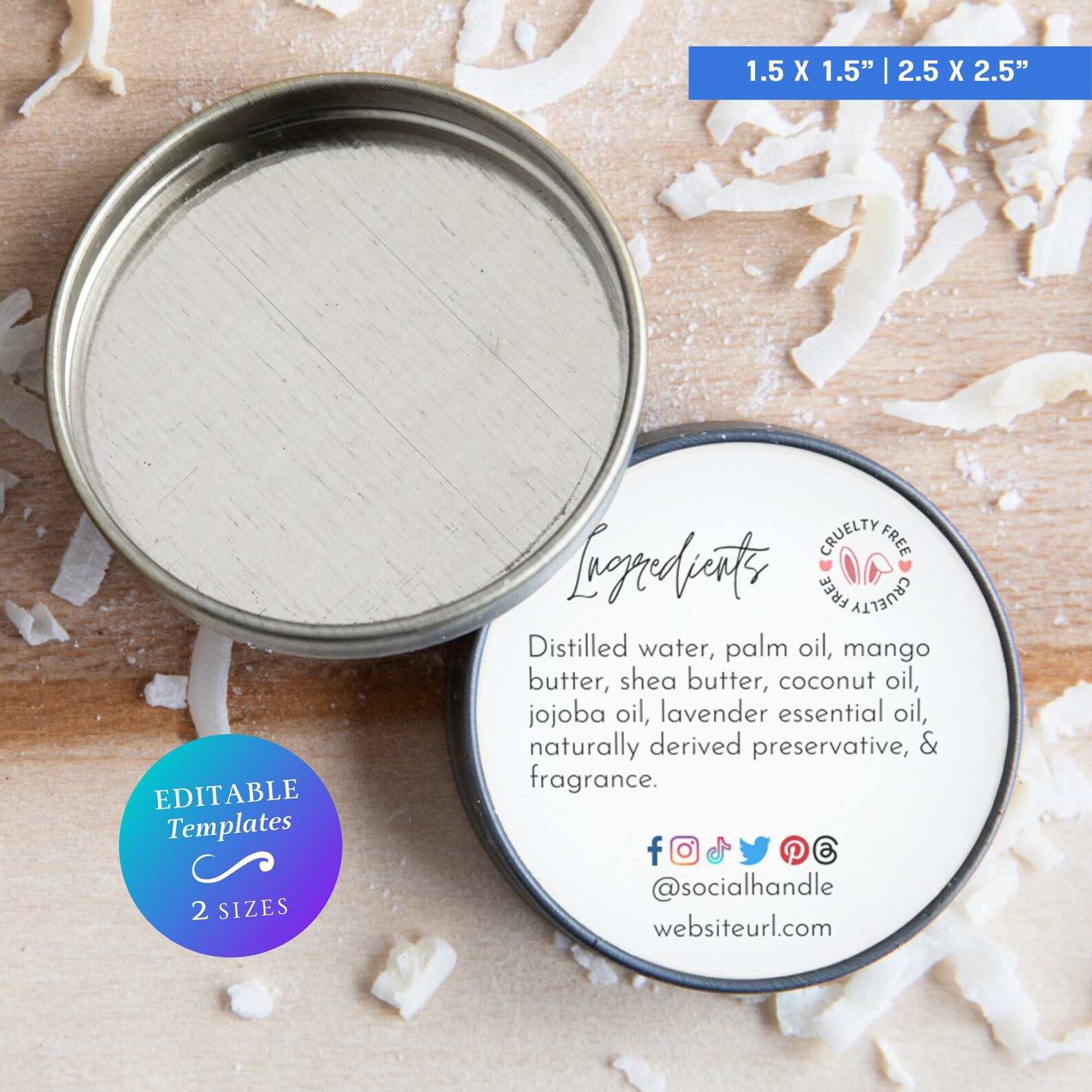 Round Ingredient List Label Template Editable Circle Ingredients Label ...