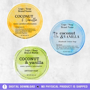 Round 2" Watercolor Soap Label Template Editable Circular 2" Soap Bar ...