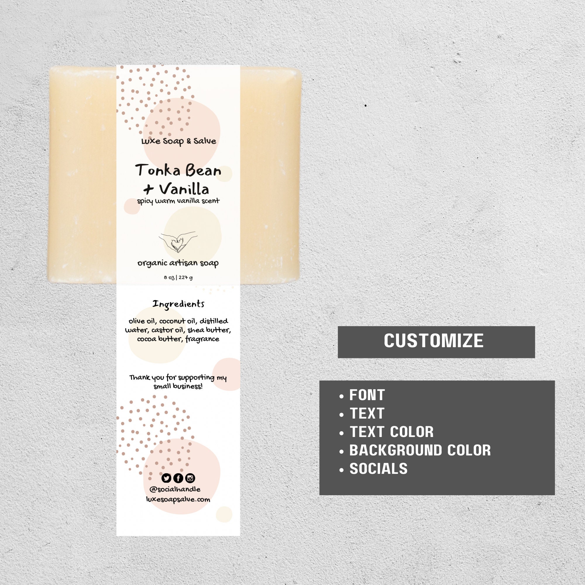 Vertical Soap Bar Wrap Around Label Template Editable Soap Label ...