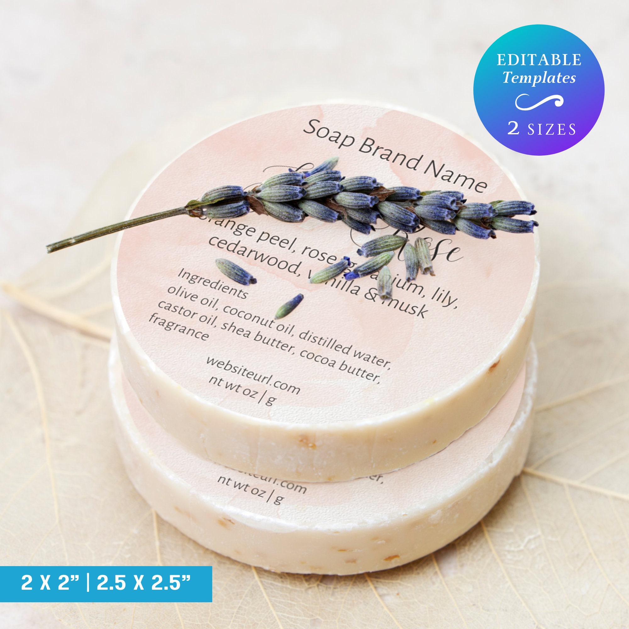 Watercolor Circle Soap Label Template Editable Pastel Round Soap Label ...