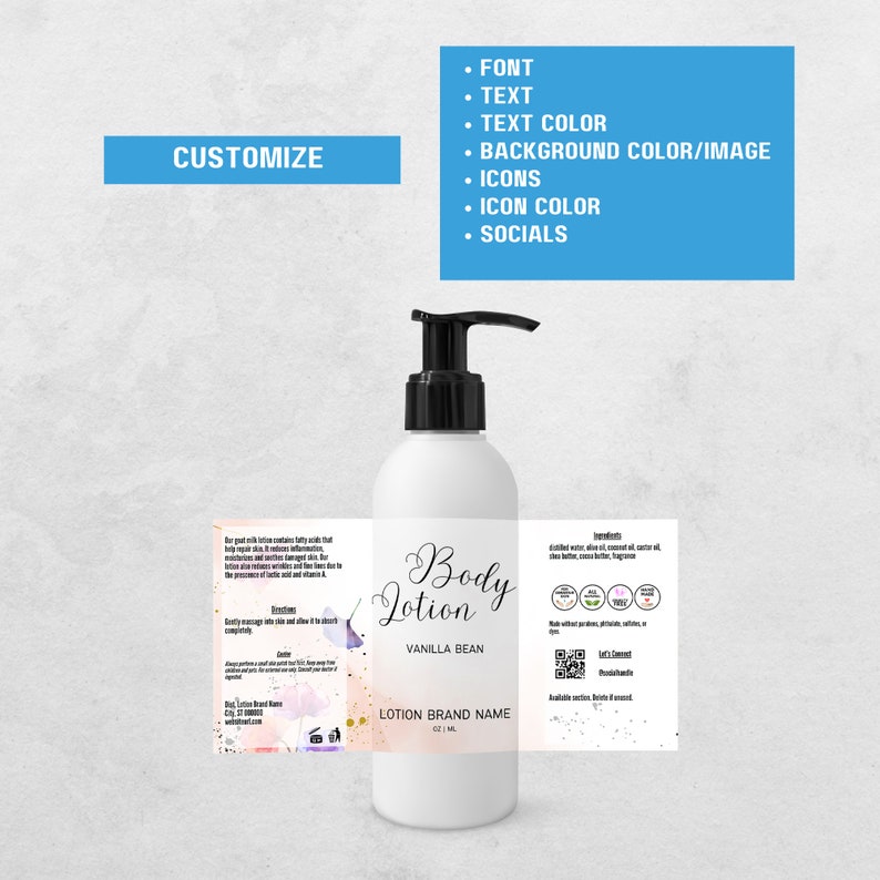Editable Lotion Bottle Label Template in Canva Handmade Goat Milk ...
