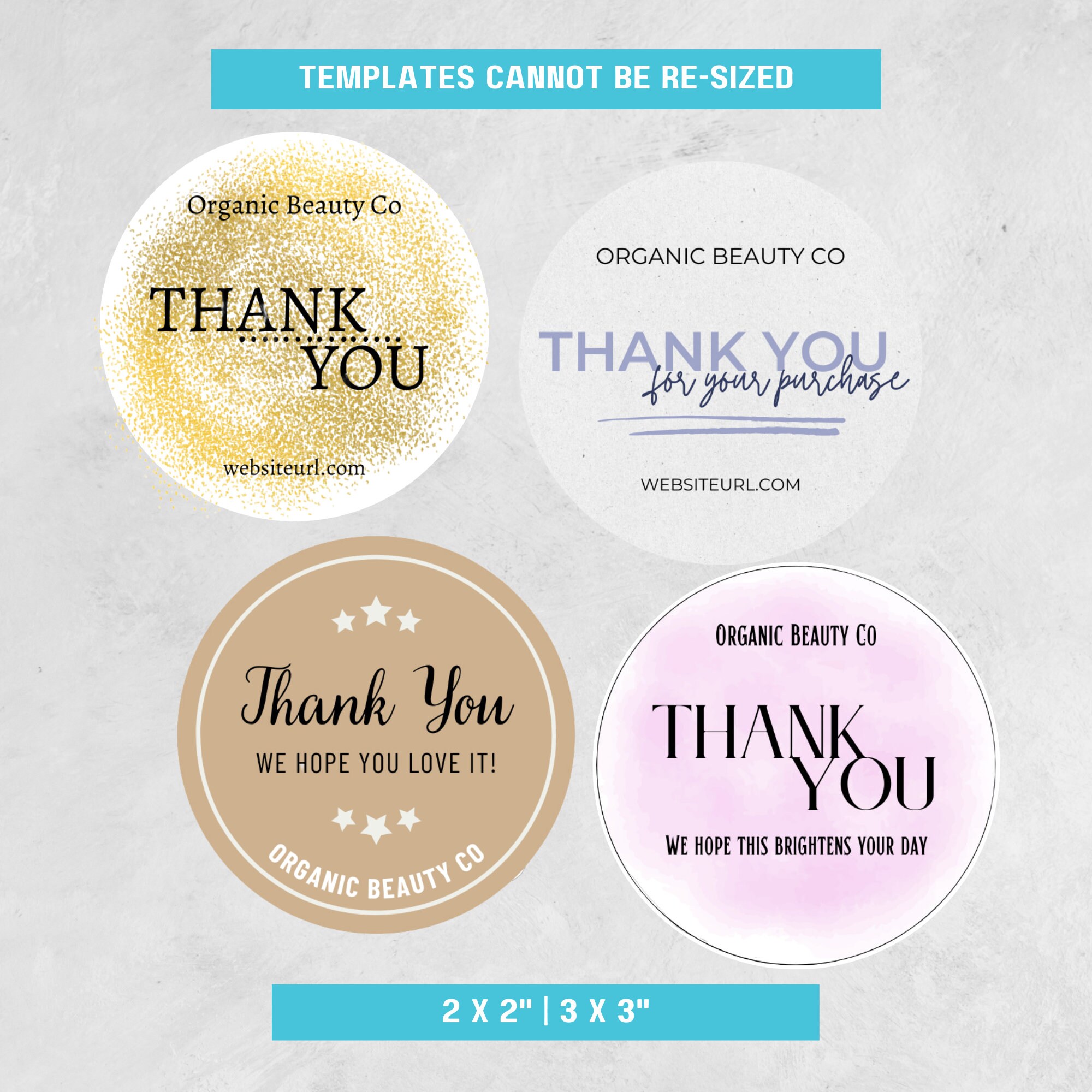 Round Thank You Card Label Template Edit in Canva 2x2 3x3 Thank You for ...