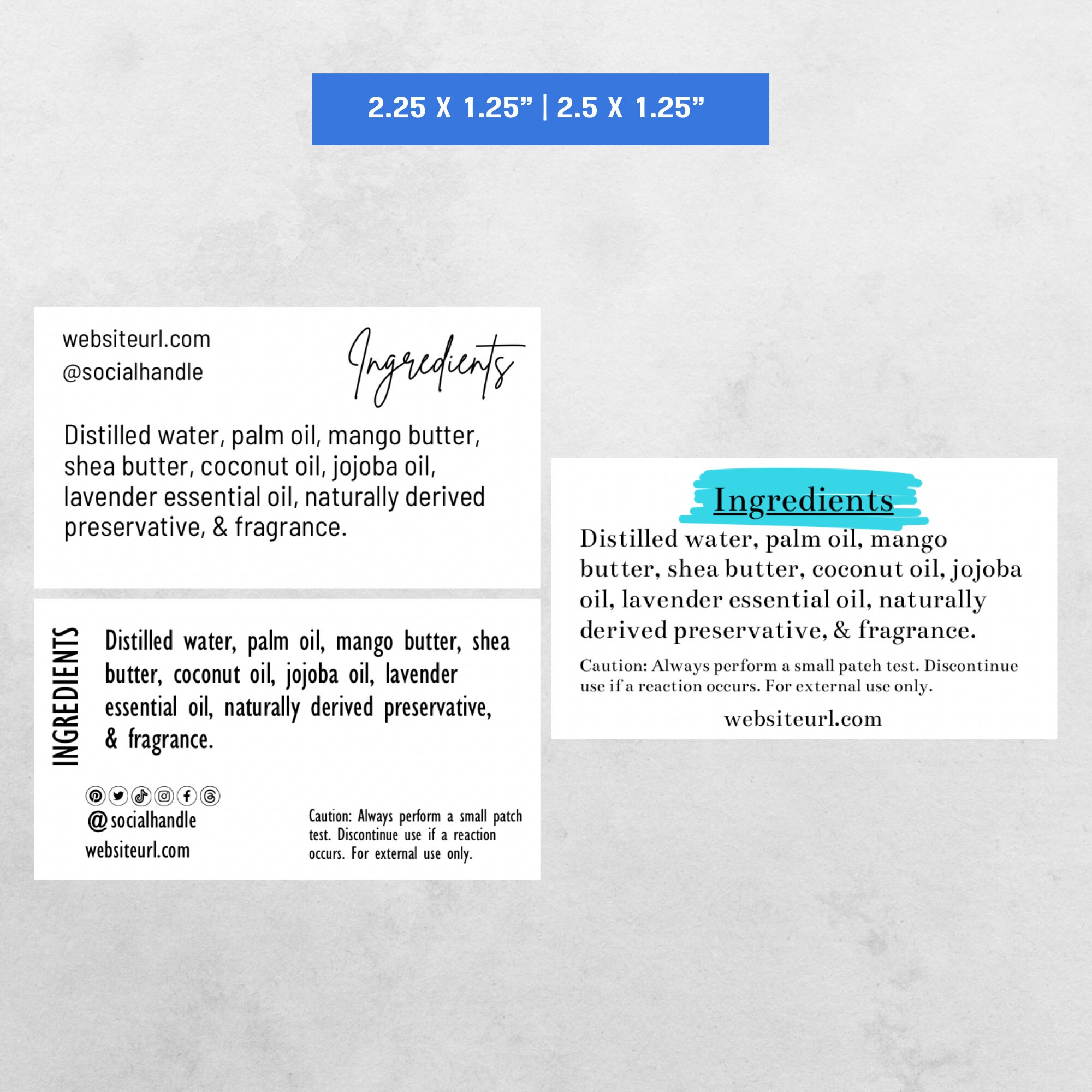 Rectangle Ingredient List Label Template Editable Small Ingredients ...
