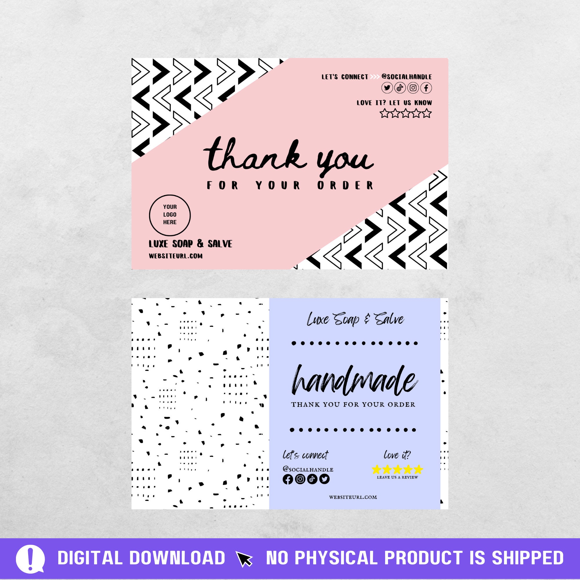 6x4 Thank You Card Template Custom Small Business Thank You Card DIY ...