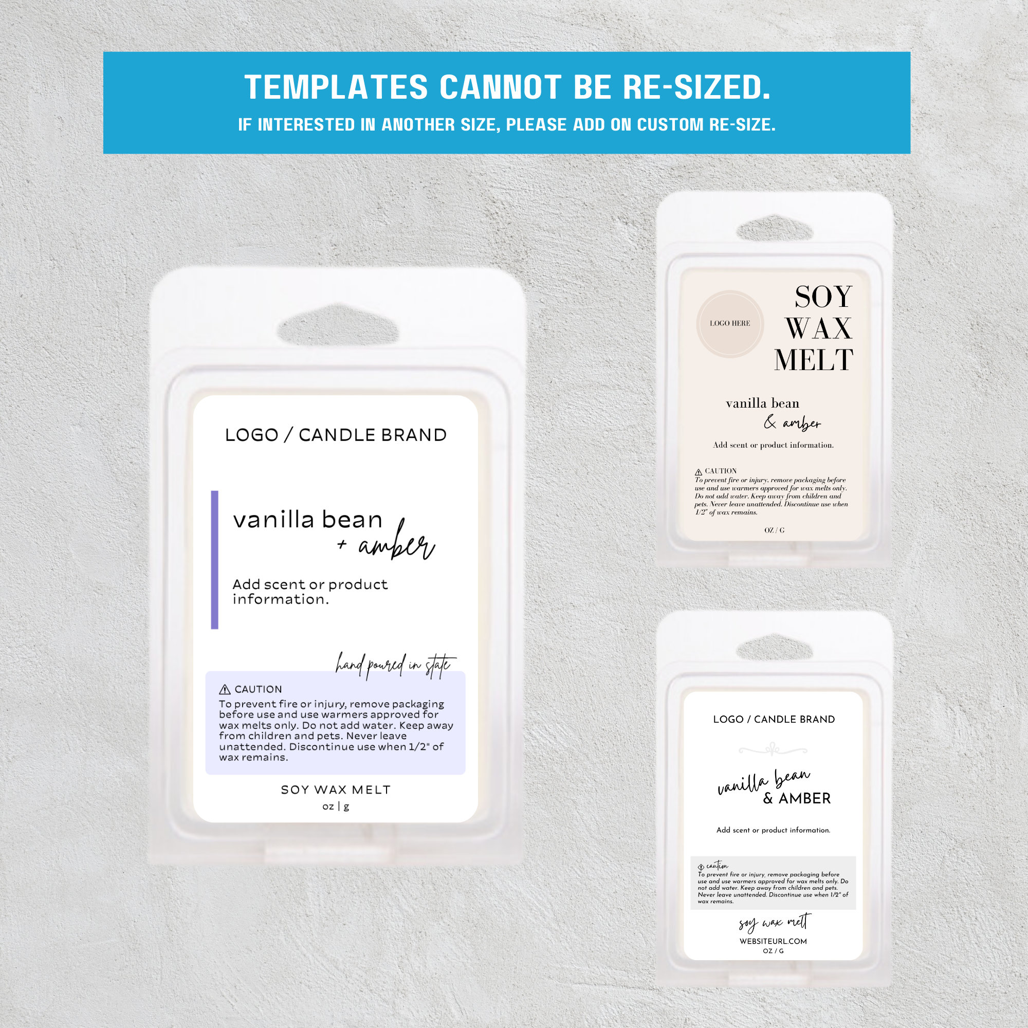 Clamshell Wax Melt Label Template Editable Handmade Soy Wax Melt Label ...