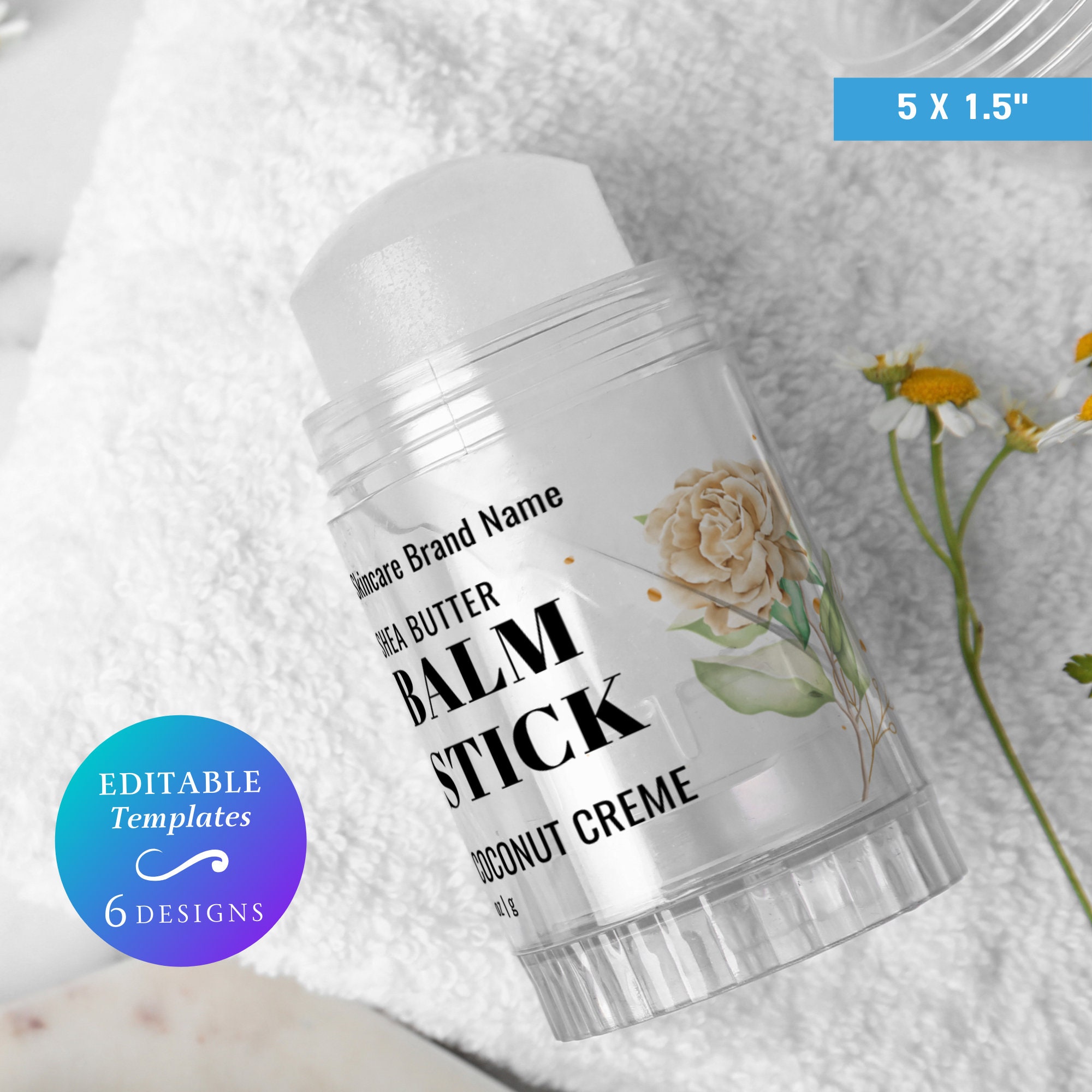 Balm Stick Wrap Around Label Template Editable Butter Moisturizer Stick ...