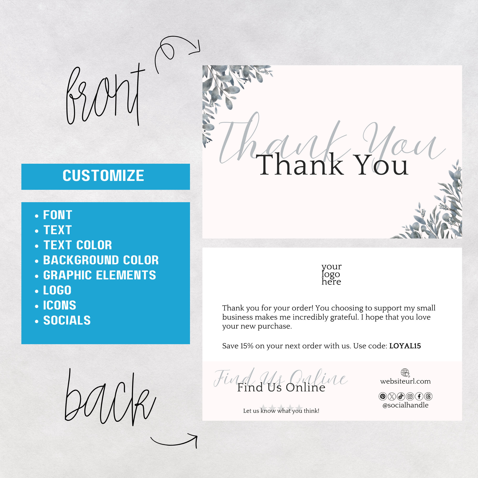 Editable Small Business Thank You for Purchase Template DIY Custom ...
