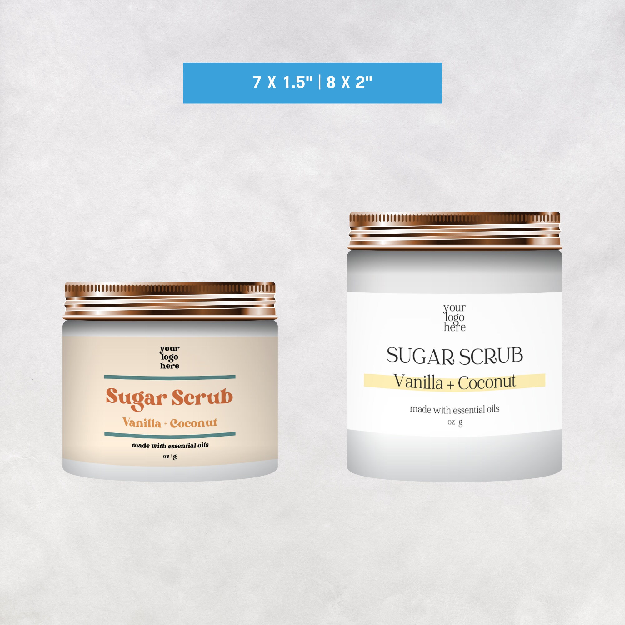 Sugar Scrub Wrap Around Label Template Editable Handmade Cosmetic Jar ...