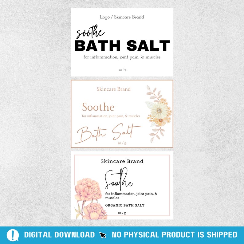 Therapeutic Bath Salts Label Template Organic Mineral Bath Salt Label ...