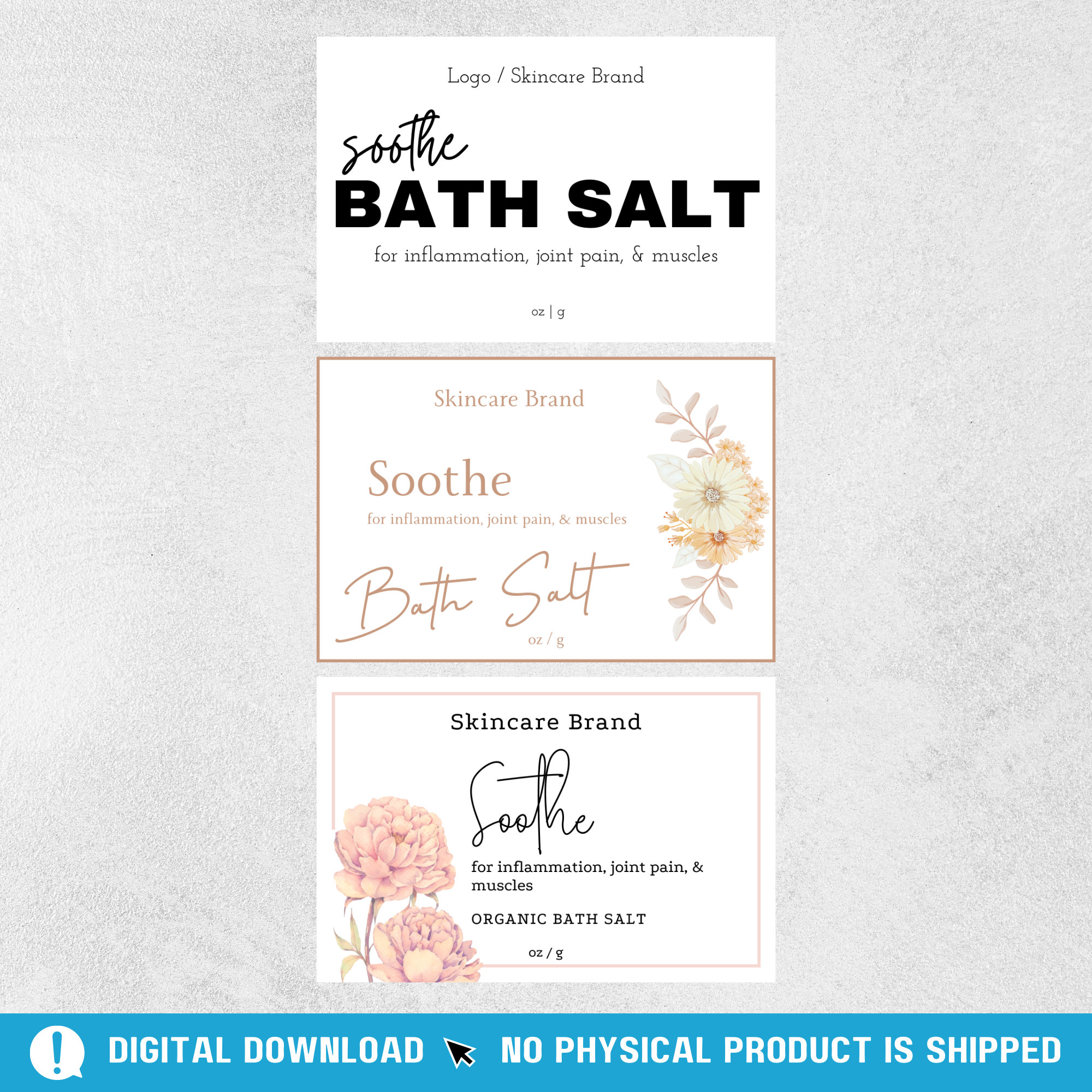 Therapeutic Bath Salts Label Template Organic Mineral Bath Salt Label ...
