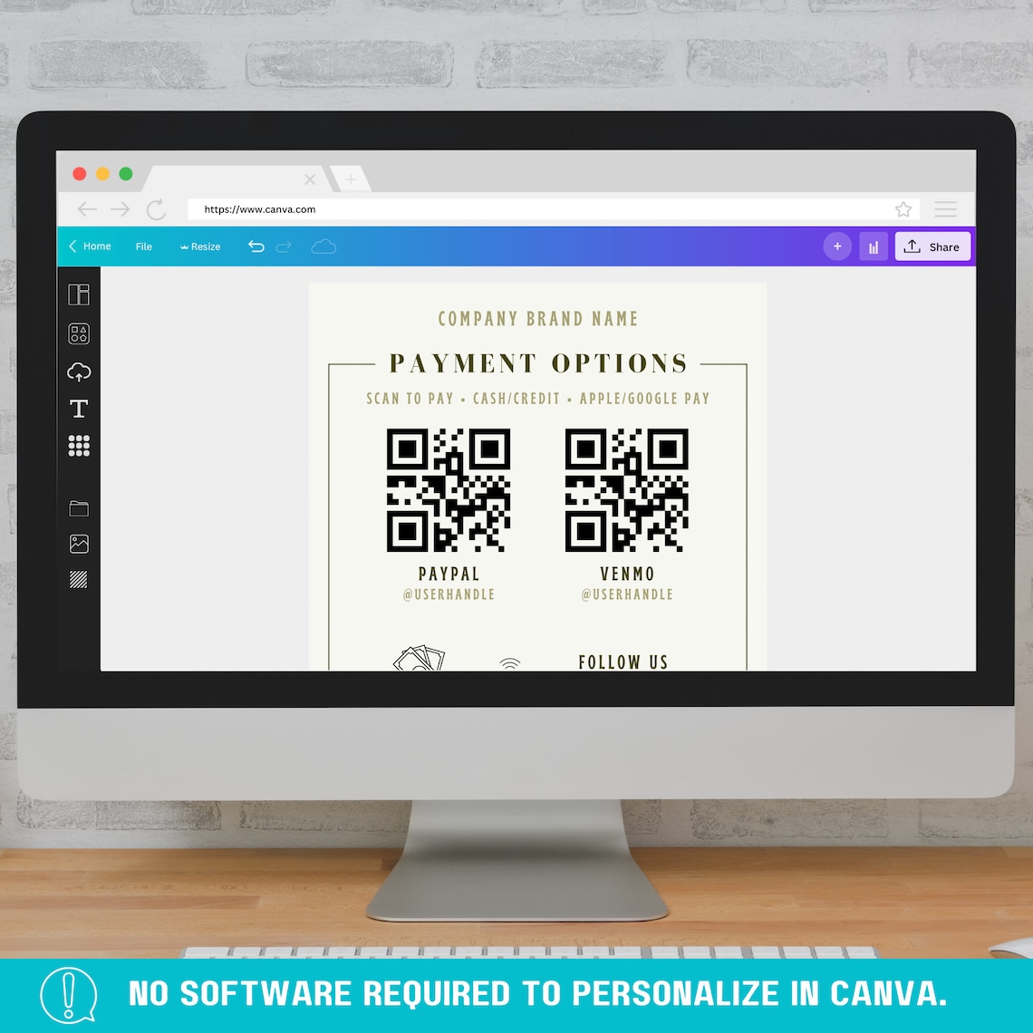 Accepted Payment Table Sign With QR Scan to Pay Code Editable - Etsy
