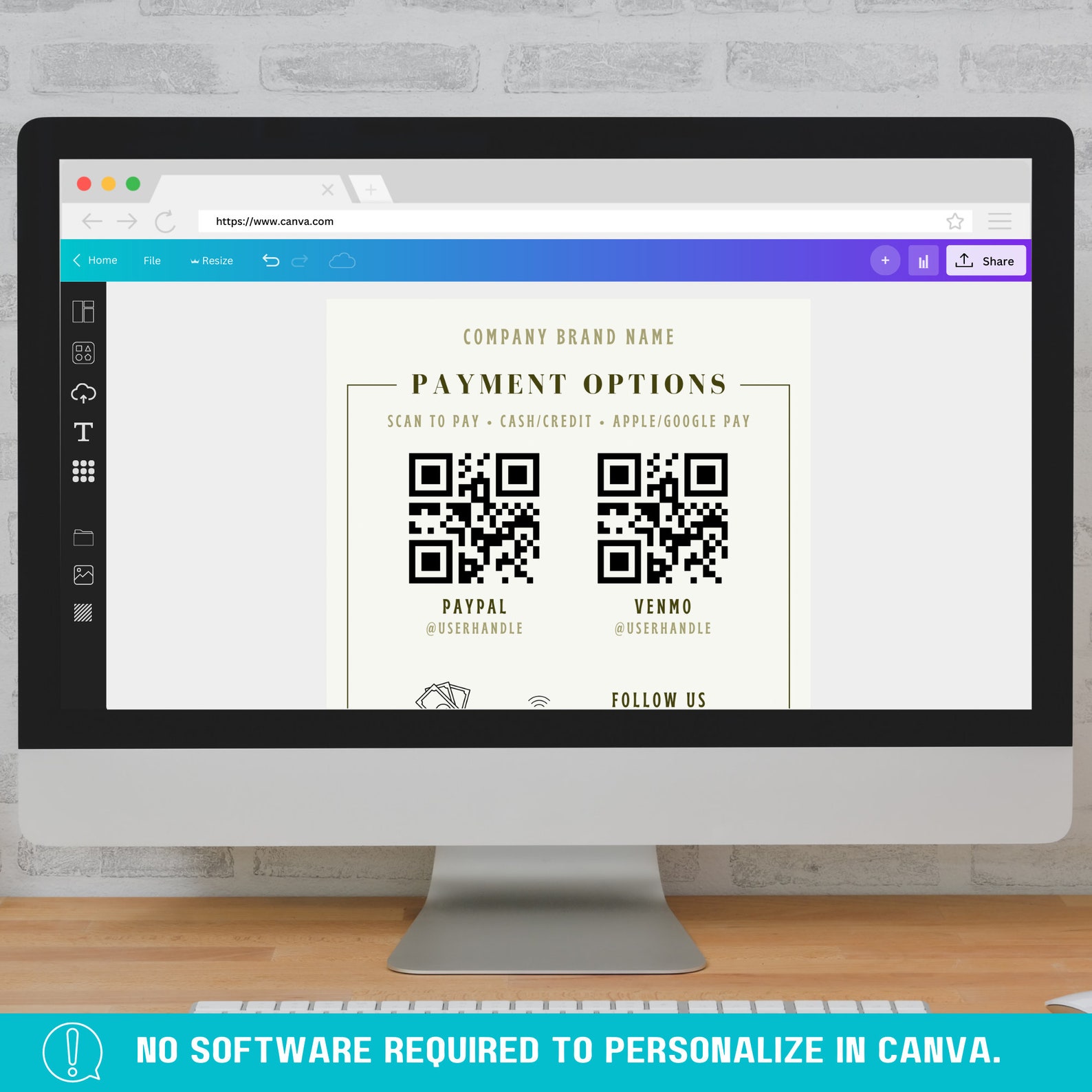 Accepted Payment Table Sign With QR Scan to Pay Code Editable - Etsy