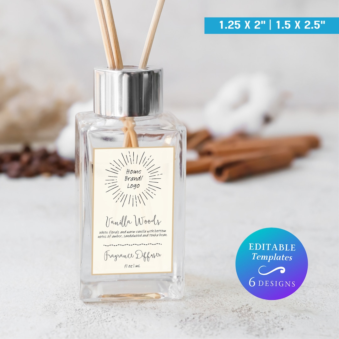 Rectangular Fragrance Oil Diffuser Label Template Editable Contemporary ...