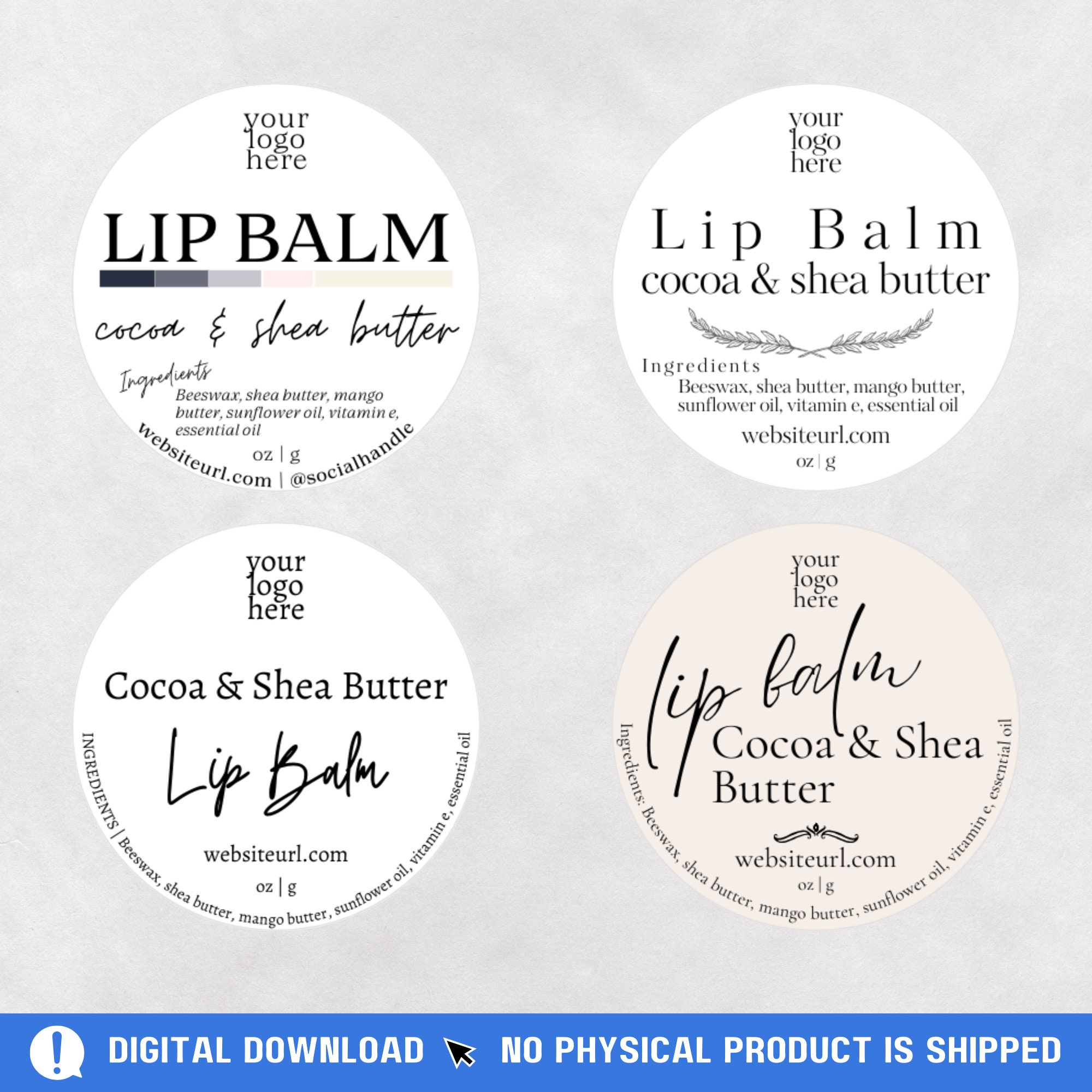 Round Lip Balm Tin Label Canva Template Editable Round Lip Balm Sticker ...