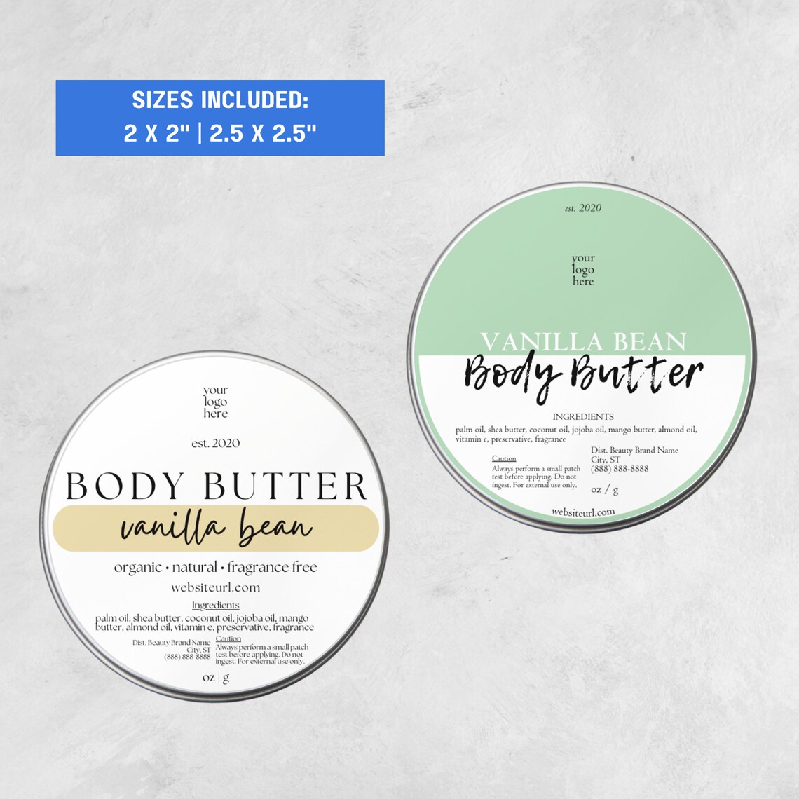Round Body Butter Label Canva Template Editable Circle Cosmetic Label ...