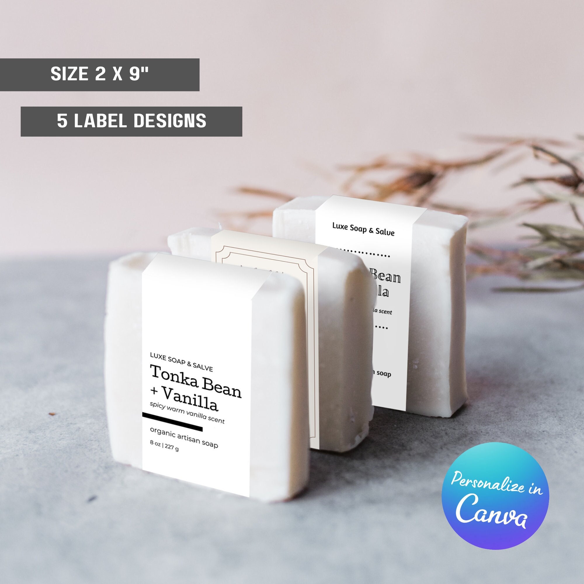 Vertical Soap Bar Wrap Around Label Template Editable Soap Label ...