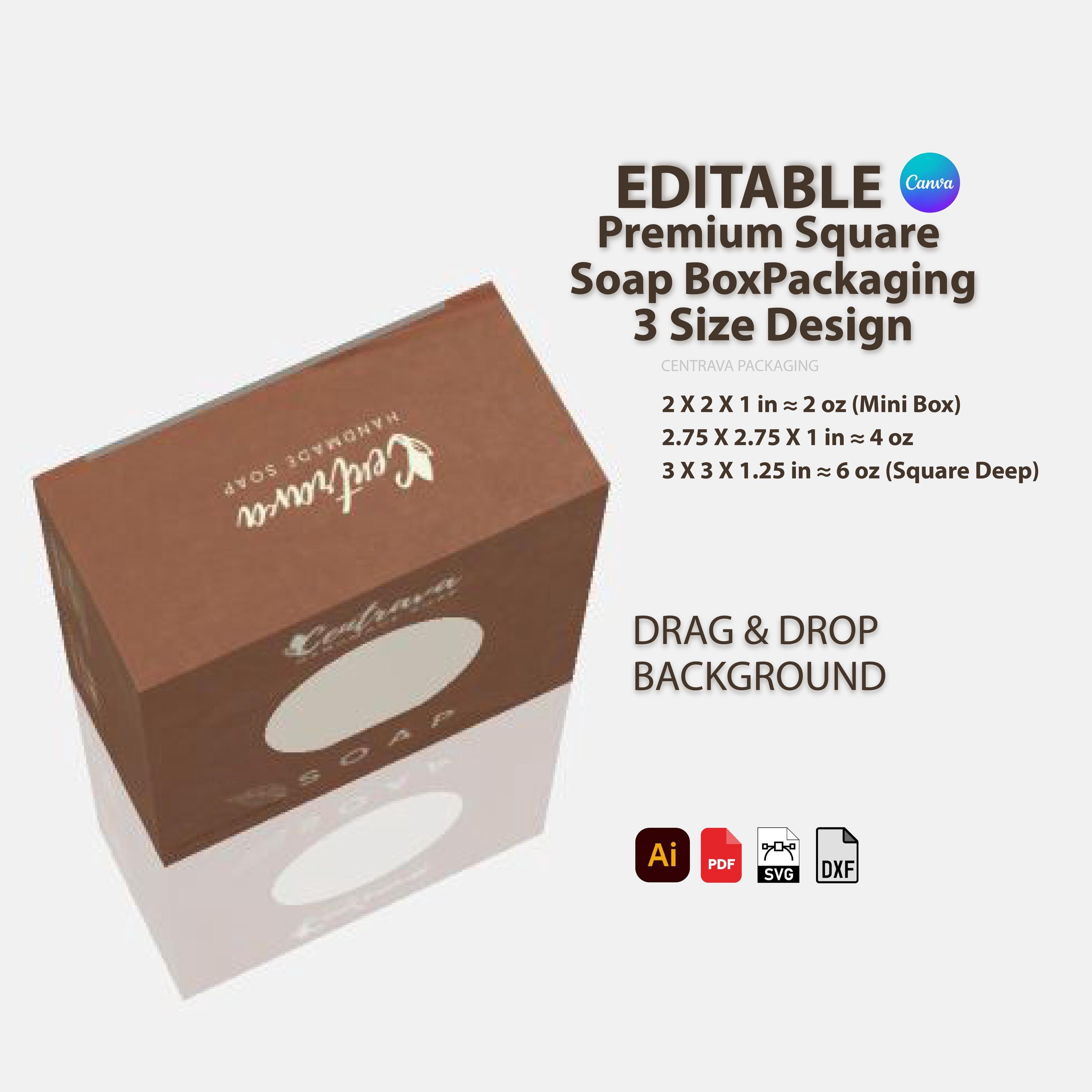 Bundle 3 Sizes Square Soap Box With Window Canva Template | Soap ...
