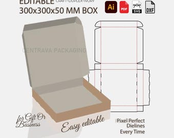 SVG Template for 300x100x50mm Self Locking Shipping Box | Folding ...