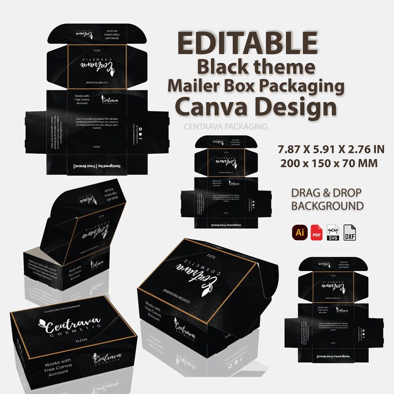 Mailer and Shipping Box Canva Template: Editable Packaging Design Kit ...