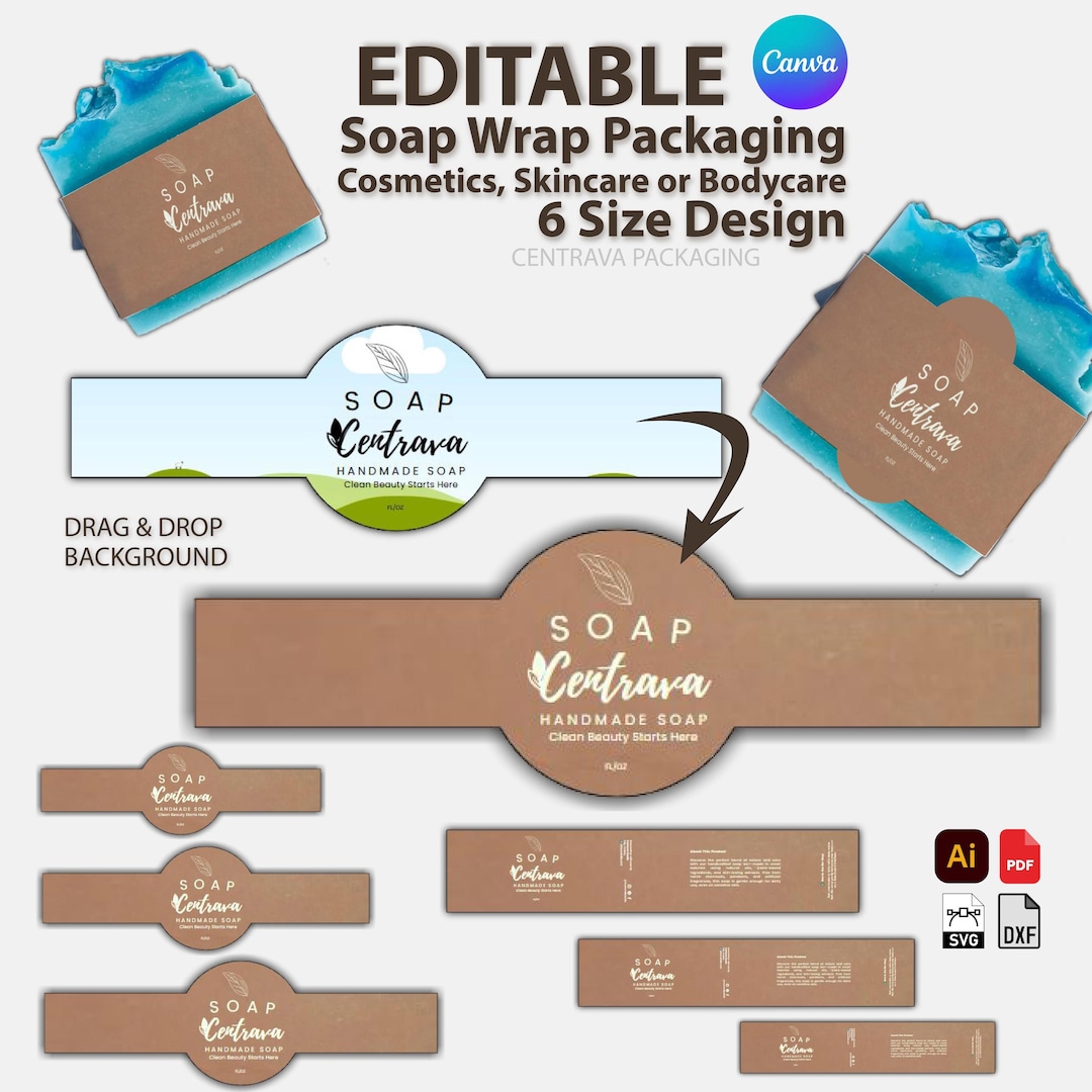 Premium Soap Wrap Label Template Editable in Canva | Soap Wrap ...