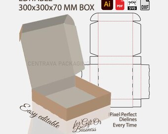 SVG Template for 300x100x50mm Self Locking Shipping Box | Folding ...