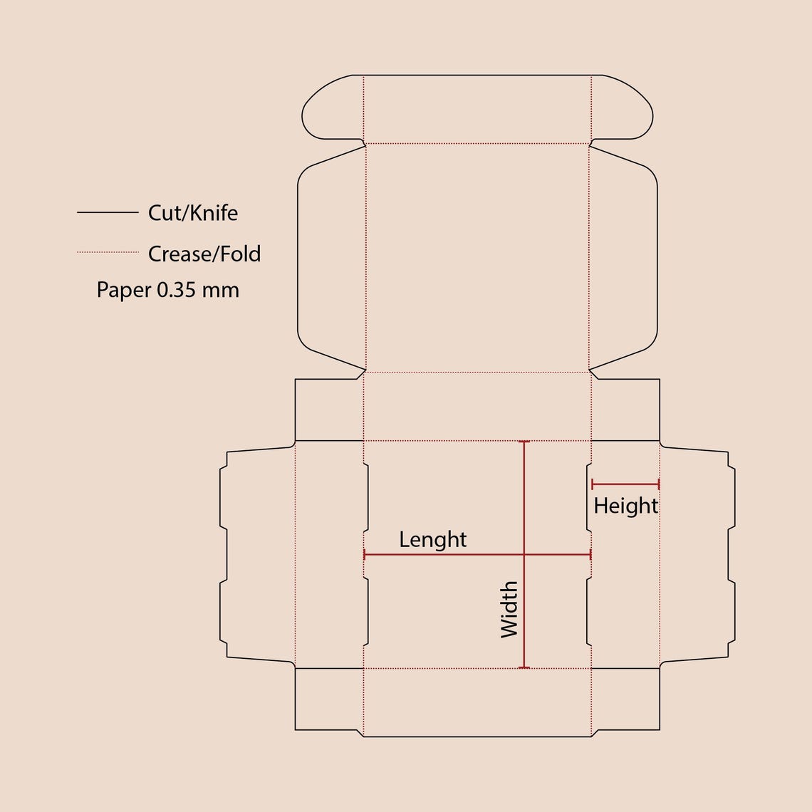 Self Locking Shipping Box Template | 200x100x30mm Cut File SVG PDF DXF ...