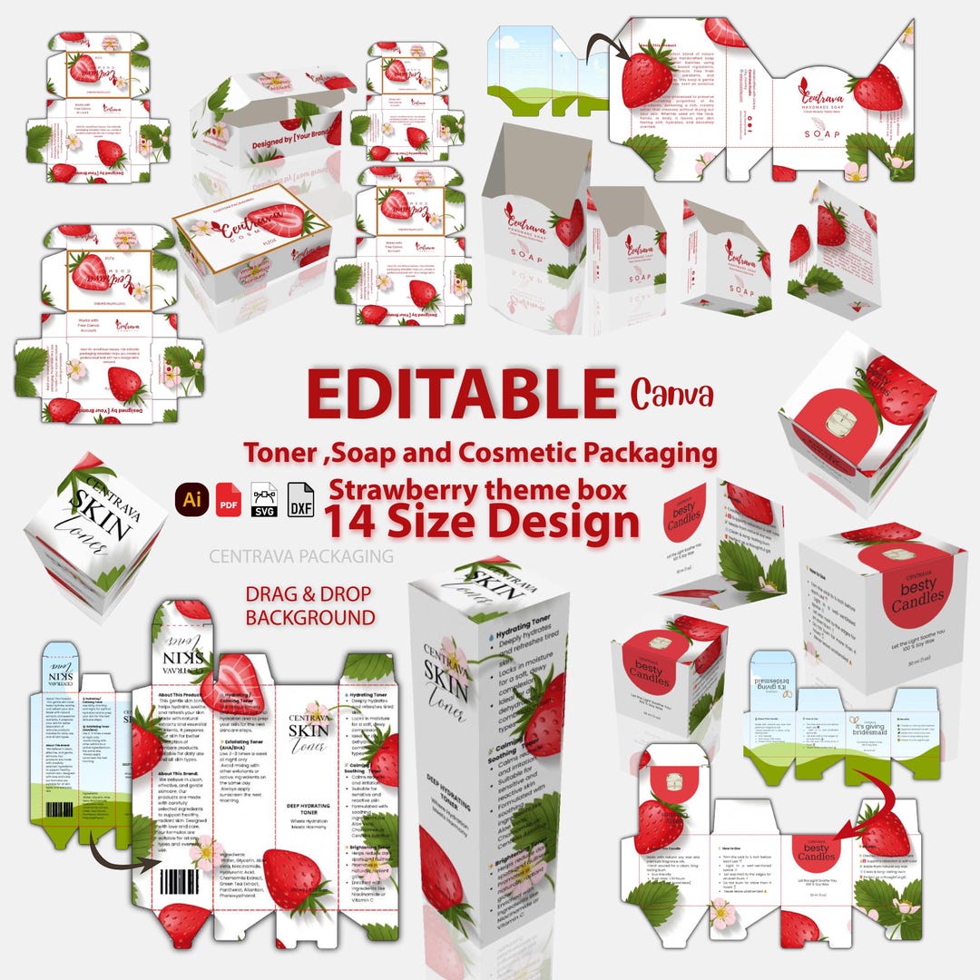Mega Bundle Box Editable Canva Template | Packaging for Soap, Candle ...