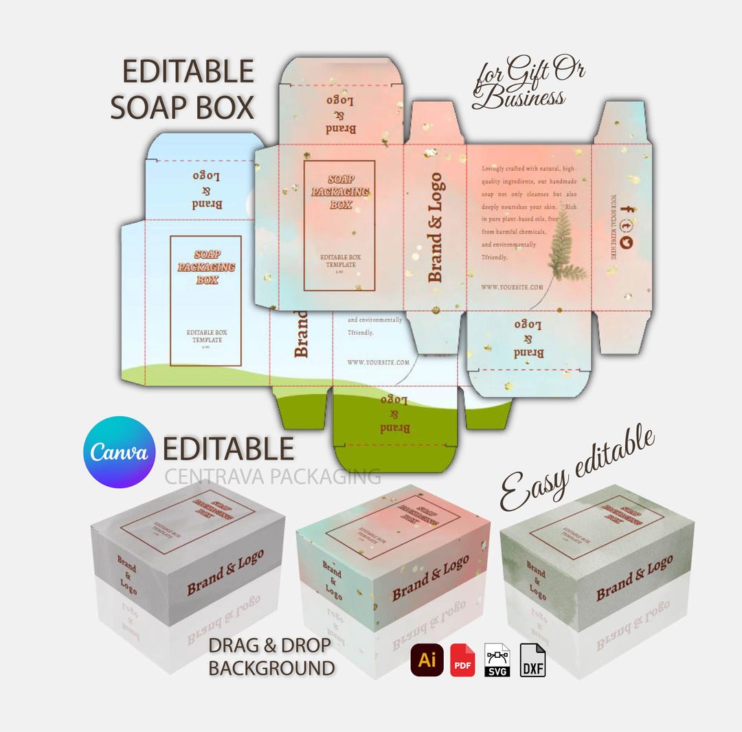 Premium Soap Box Template Editable in Canva | Printable Soap Packaging ...