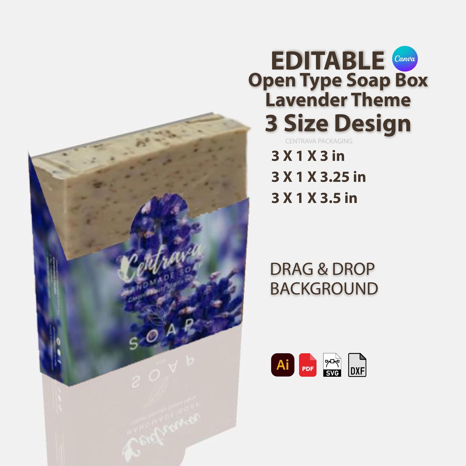 Lavender Theme Open Type Soap Box Template Editable in Canva | Soap ...