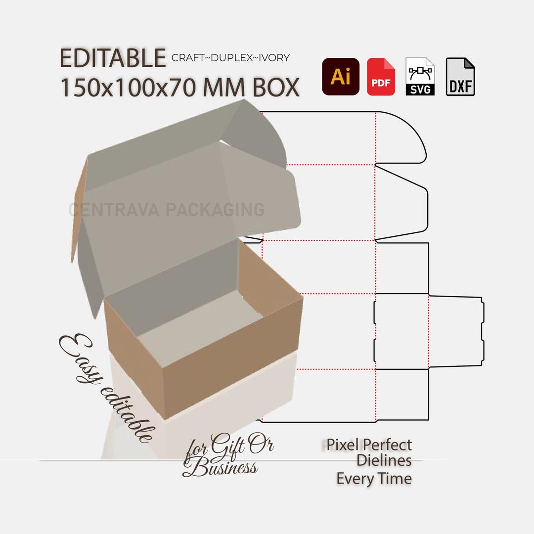 Self Locking Box SVG Template: 150x100x70mm Packaging (digital Download ...