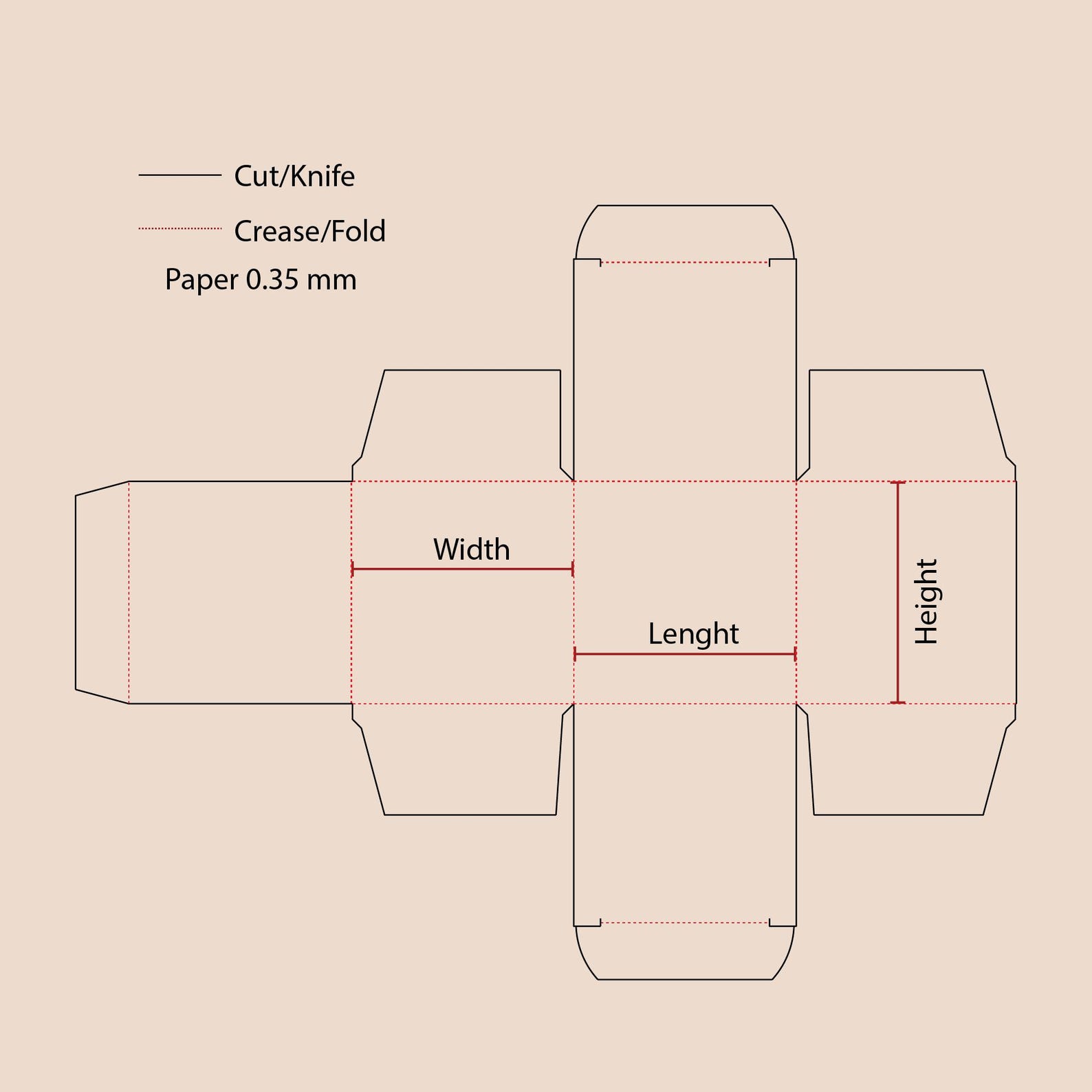 Tuck End Box Template: 50x50x50 Mm Cube Packaging (digital Download) - Etsy