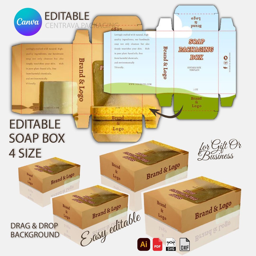 Luxury Soap Box Template Editable in Canva | Printable Soap Packaging ...