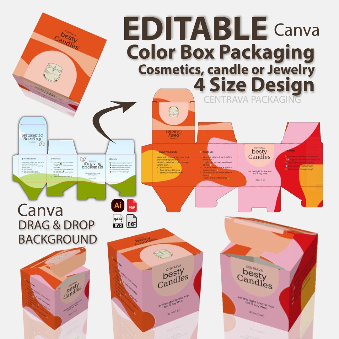 Full Color Cream Box Template for Canva | DIY Printable Cream Box ...