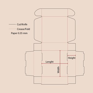 Shipping Box Cut File | 200x200x70mm Self Locking Dieline SVG Template ...