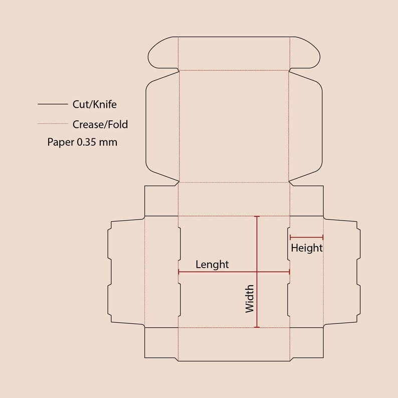 SVG Template for 300x100x50mm Self Locking Shipping Box | Folding ...