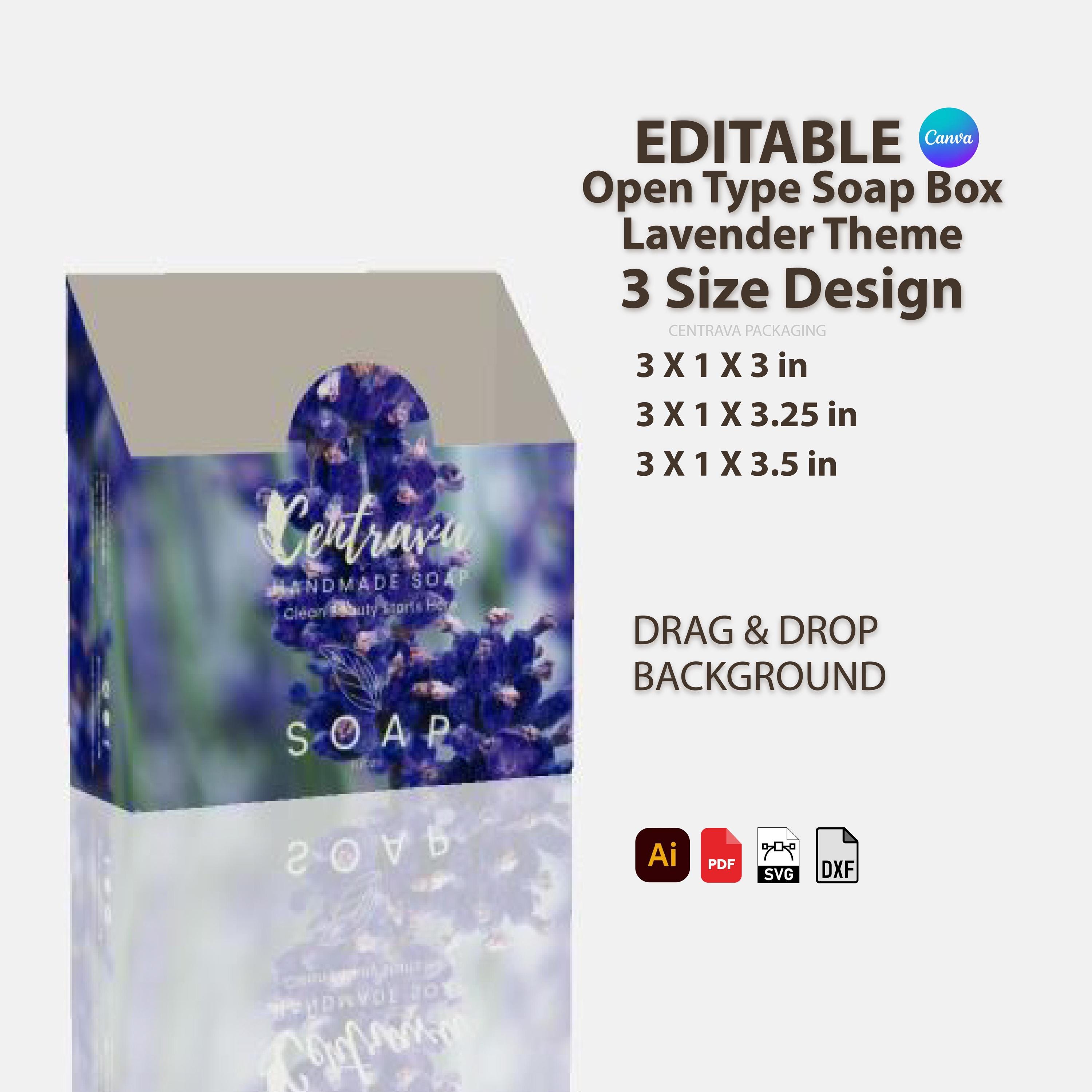 Lavender Theme Open Type Soap Box Template Editable in Canva | Soap ...