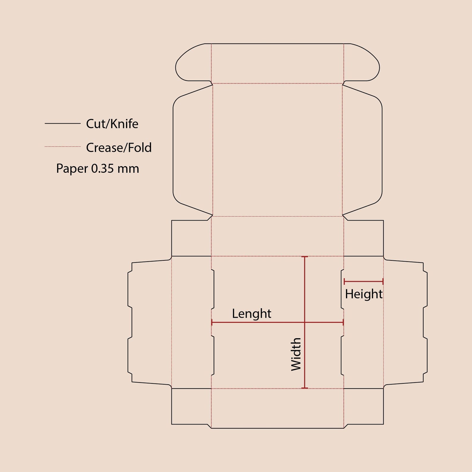Shipping Box Dieline SVG | Self Locking Template 200x200x30mm | Cut ...