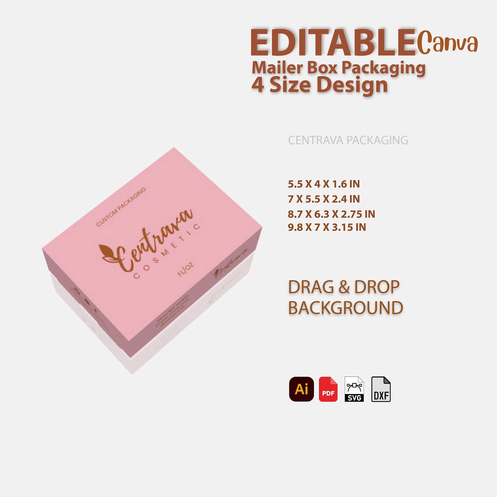 Bundle 4 Size Exclusive Pink Theme Mailer Box Template for Canva ...