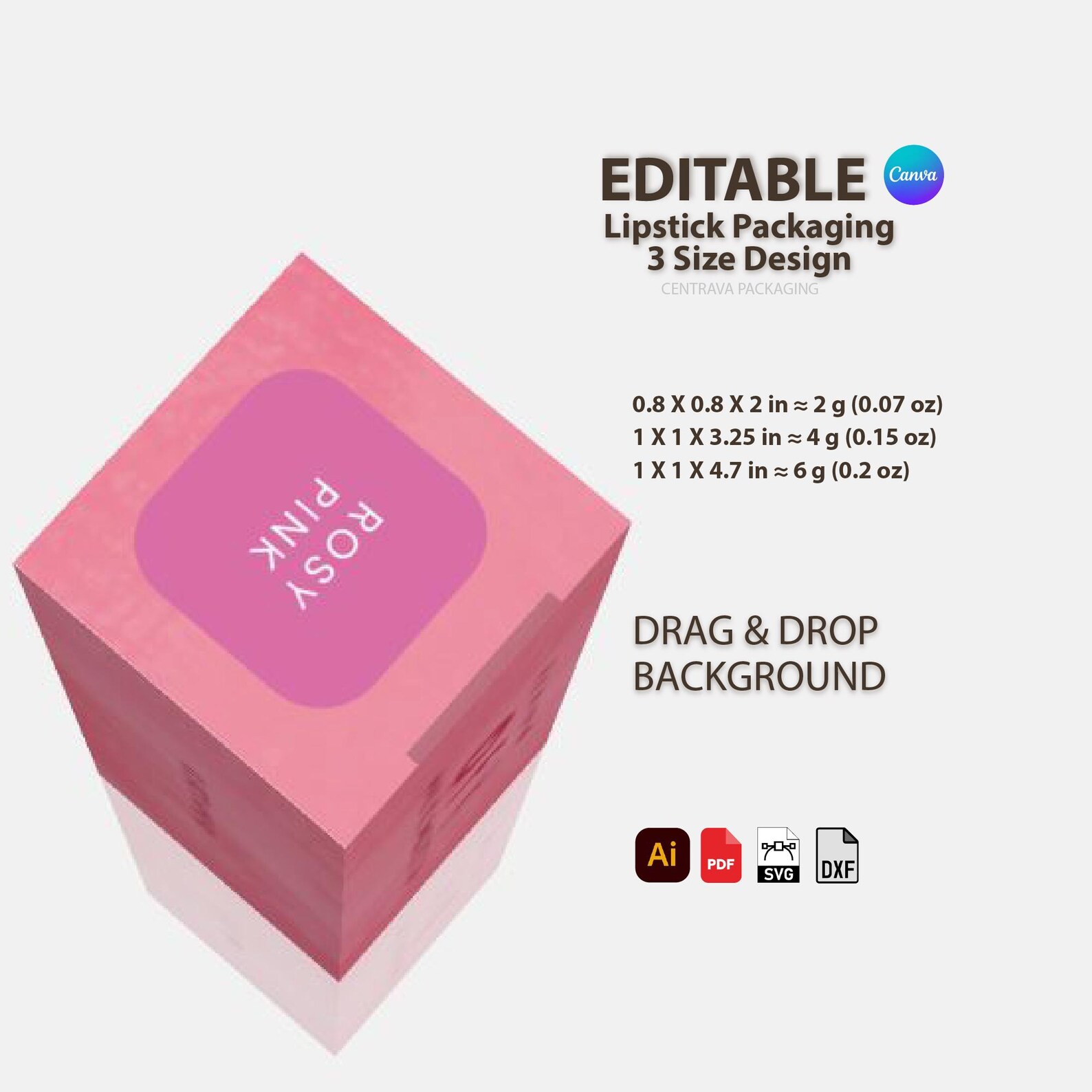 Bundle 3 Sizes Lipstick or Lip Balm Box Template Editable in Canva ...