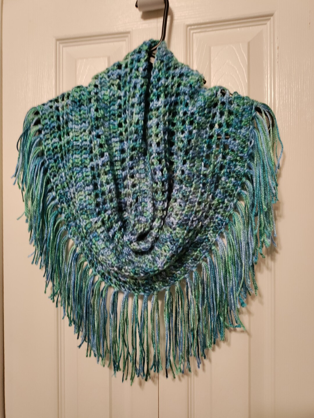 Crochet Fringed Cowl. Soft With a Beautiful Sheen. One Piece, Slips ...