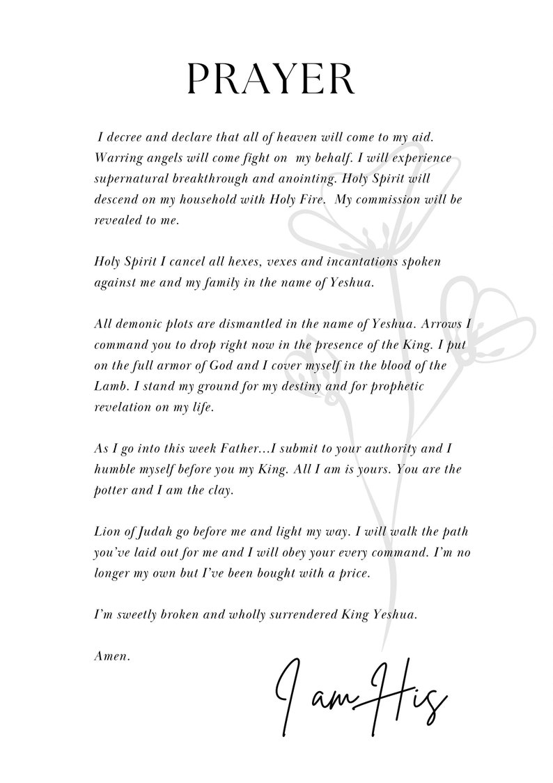 Digital Prayer Print | Printable Prayer Wall Art | Wall Prayer ...