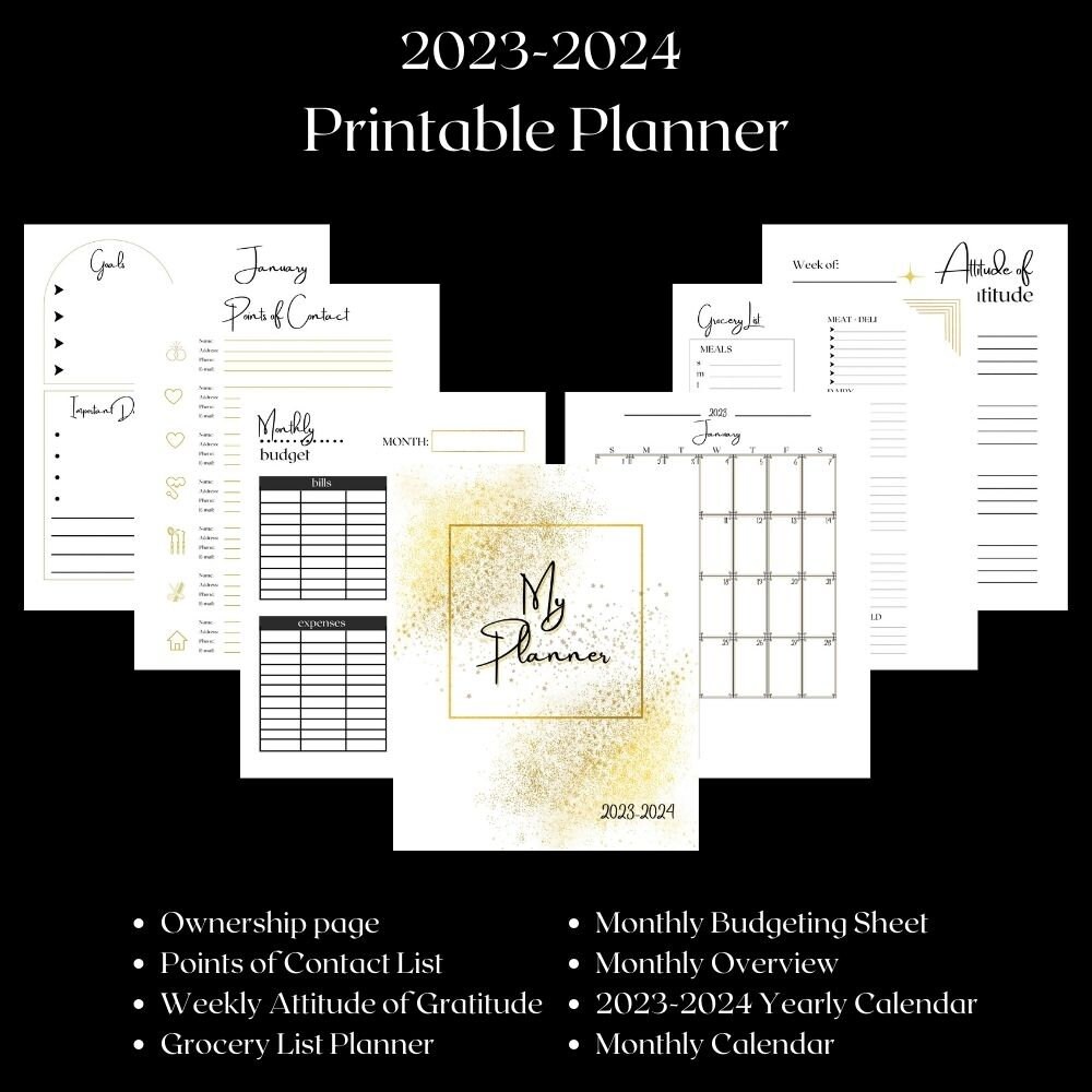 2023-2024 Printable Planner Bundle BOLD GOLD Edition - Etsy