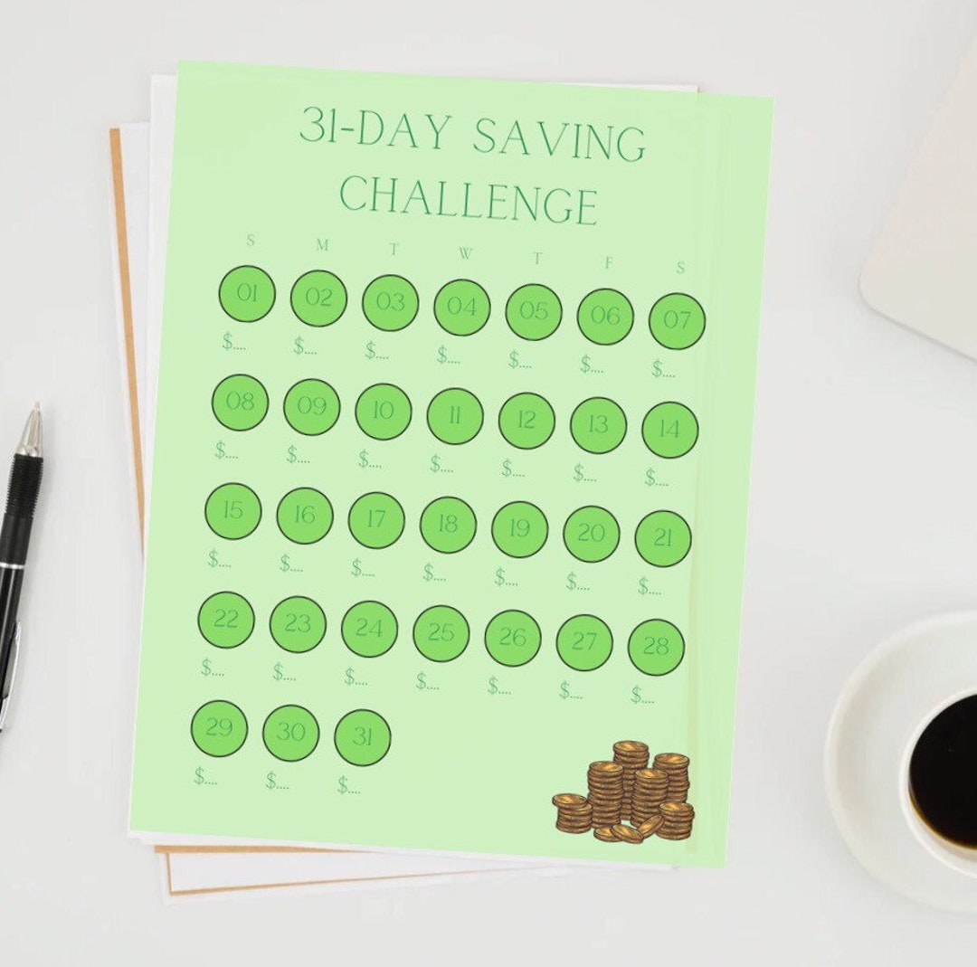 Savings Challenge Printable Monthly Savings Challenge Money Etsy Savings Challenge Printable Monthly Savings Challenge Money Etsy