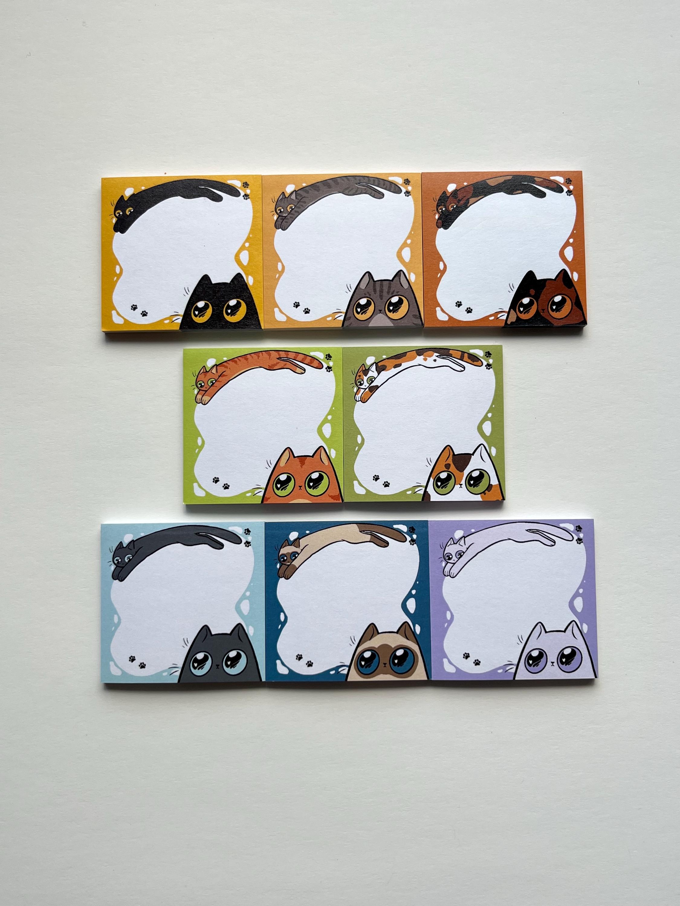 Cute Cat Post-it Notes Sticky Notes Stationary 3"x3" 50 Sheets - Etsy
