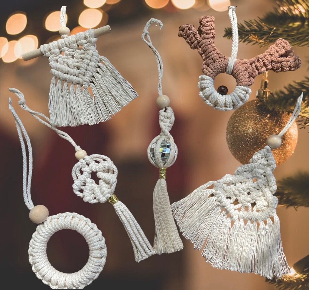 Macrame Christmas Ornaments Farmhouse Xmas Christmas Gift - Etsy