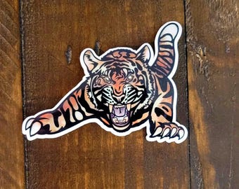 Round Sticker Tiger - Etsy
