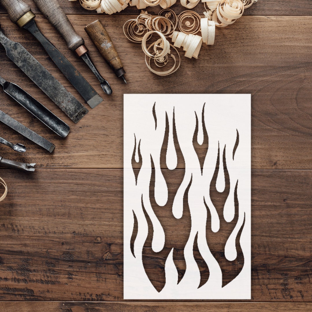 Flames Stencil Fire Arts and Crafts Scrapbooking Painting on the Wall ...