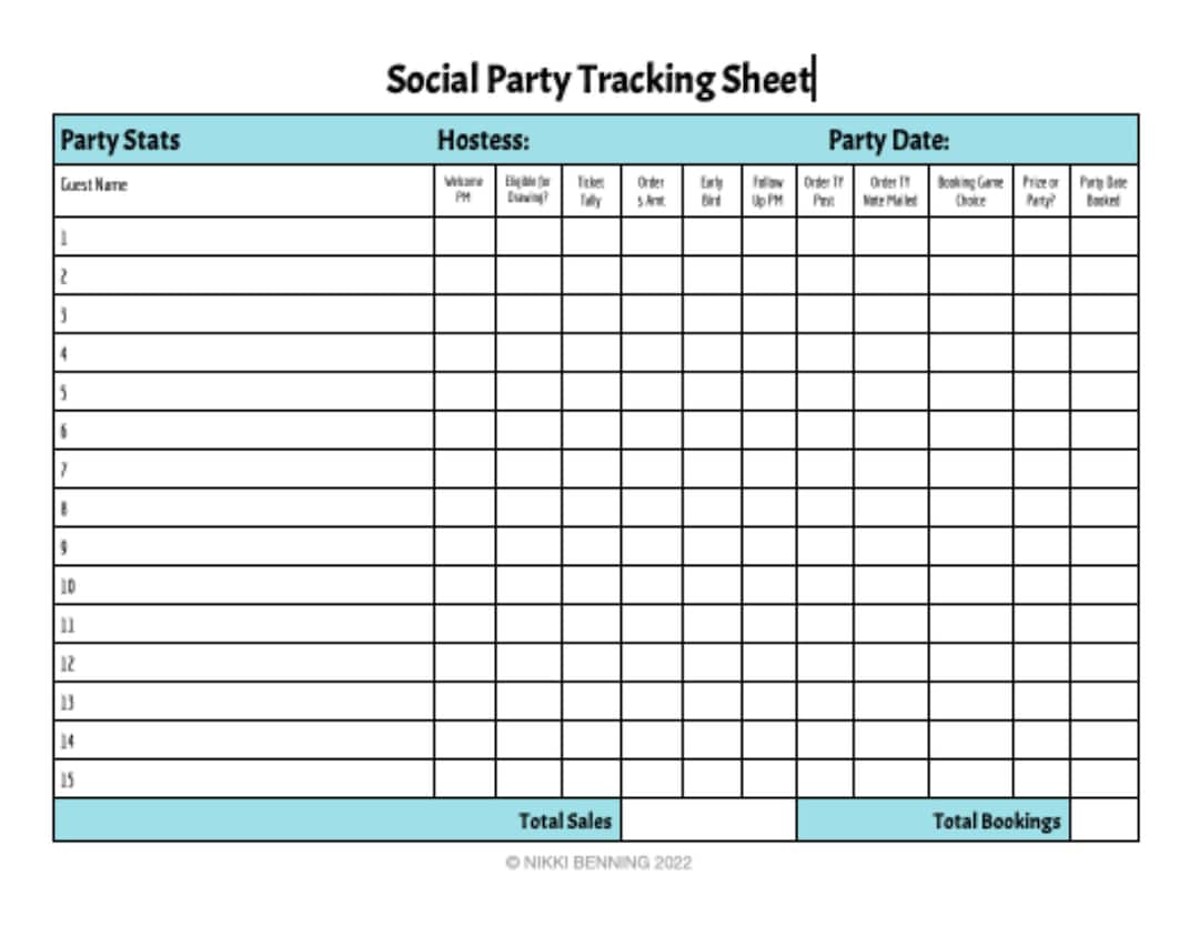 Social Party Tracking Sheet - Etsy