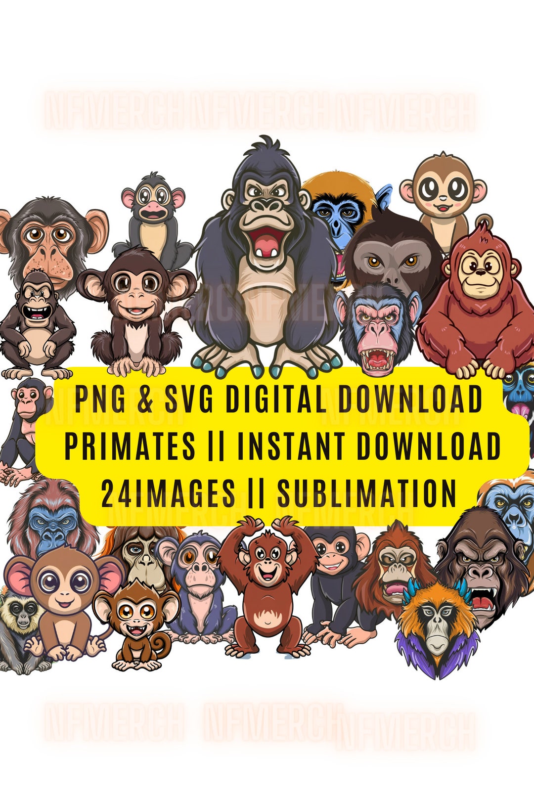 Popular Primates PNG, 24 Images, Perfect for Sublimation Design, Gifts ...