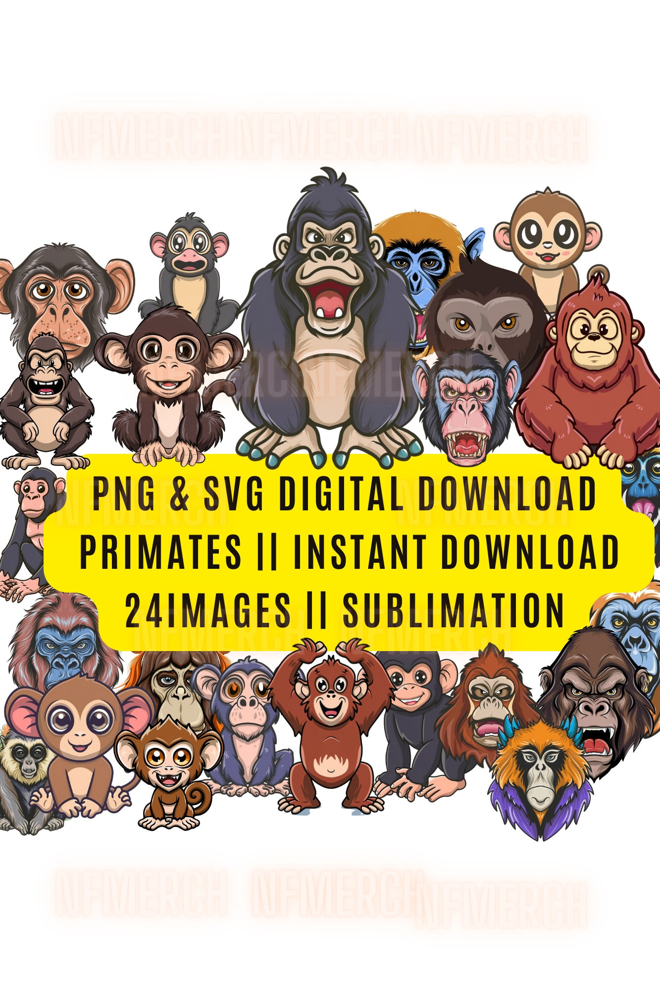 Popular Primates PNG, 24 Images, Perfect for Sublimation Design, Gifts ...